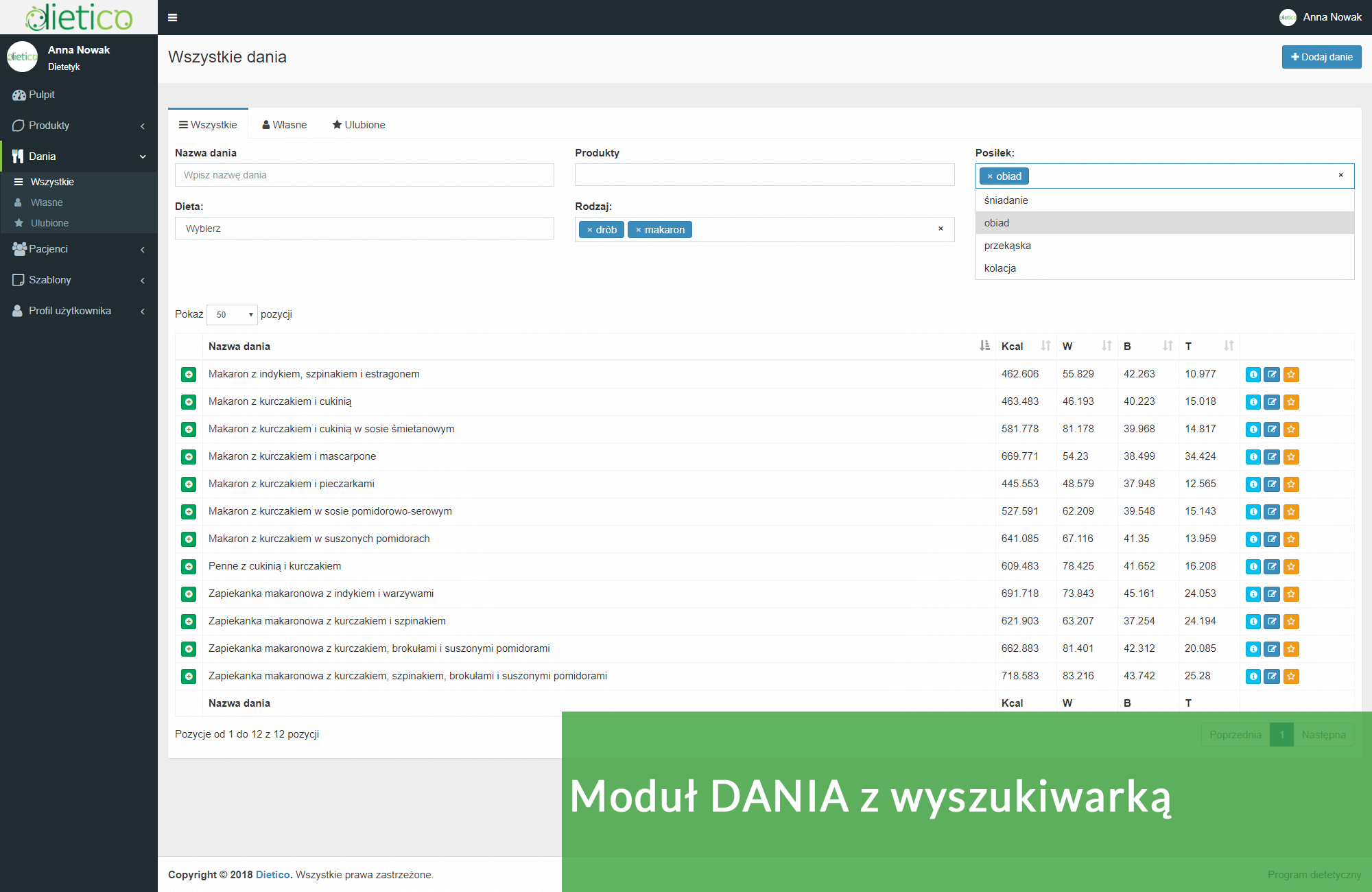Dietico – Program dla dietetyków do układania zbilansowanych diet
